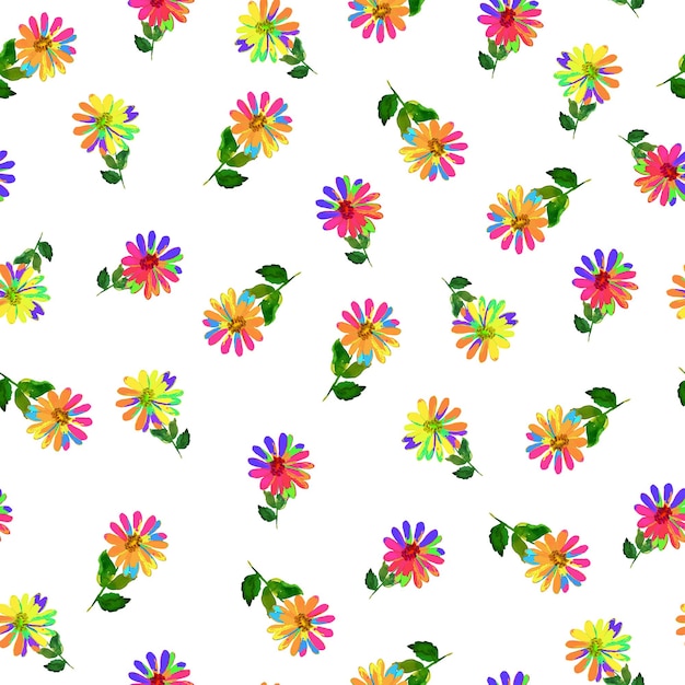 Vibrant Floral Pattern with Colorful Daisies | Jiffy Designs