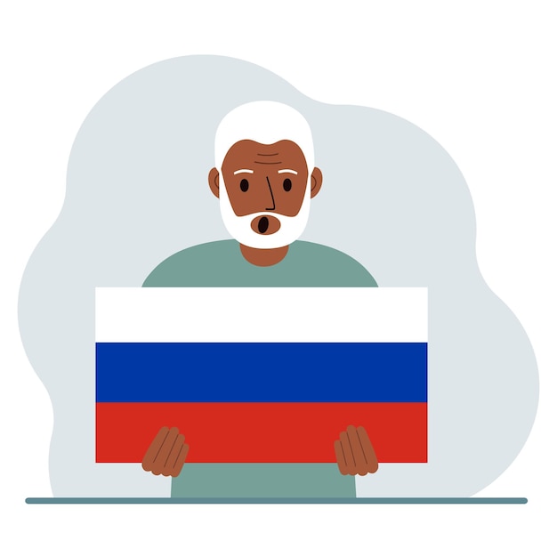 Patriotic Man Holding Russian Flag with Pride | Jiffy Designs