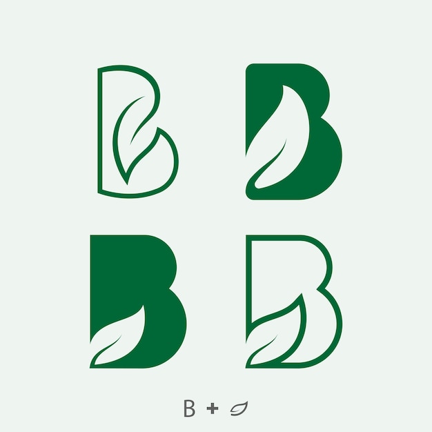 Stylized Green Leaf Monogram Symbols in Minimalist Design | Jiffy Designs