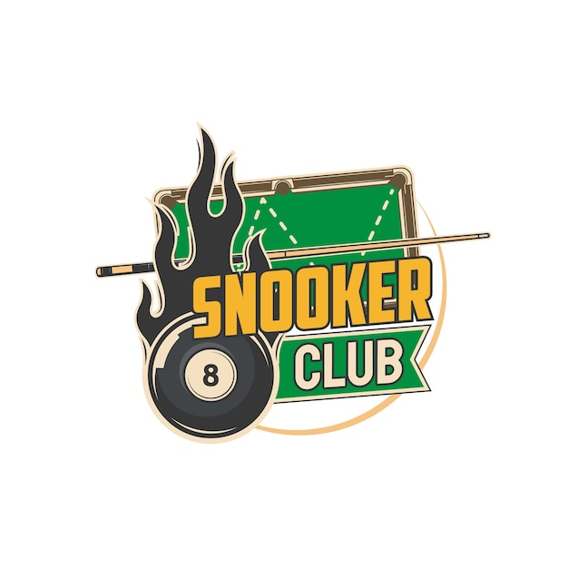 Vibrant Snooker Club Emblem with Iconic 8-Ball and Flames | Jiffy Designs