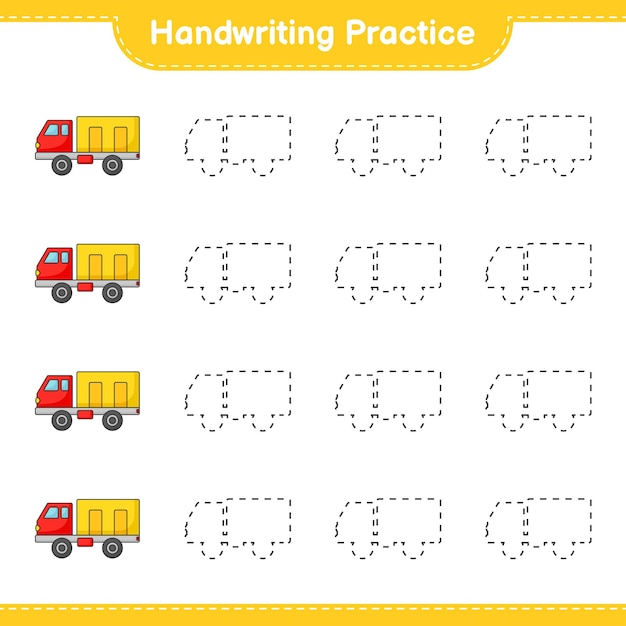 Colorful Truck Handwriting Practice for Children | Jiffy Designs