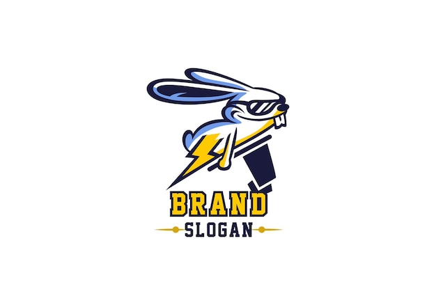 Powerful Rabbit Mascot with Lightning Bolt Logo | Jiffy Designs