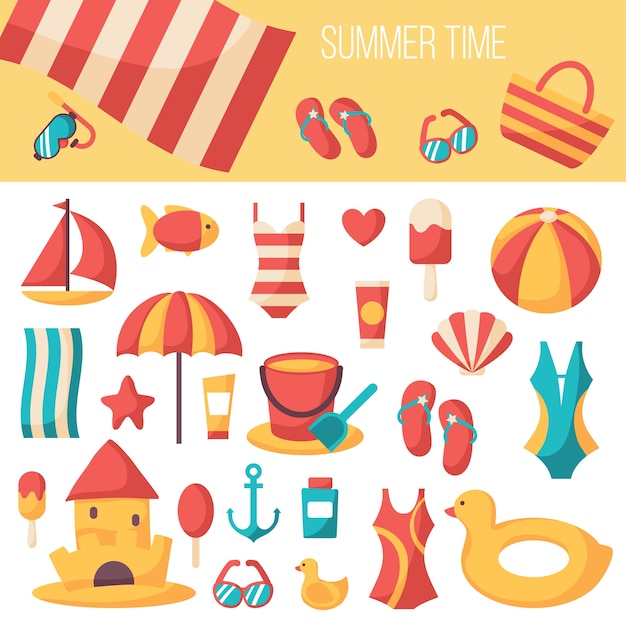 Vibrant Summertime Icons: Beach, Sun, and Fun Galore | Jiffy Designs