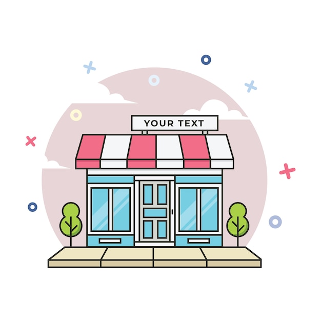 Colorful Storefront Illustration with Customizable Text Area | Jiffy ...