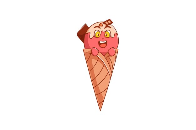 Cheerful Chocolate-Dipped Ice Cream Cone Character | Jiffy Designs