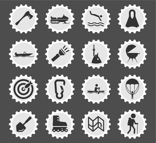Diverse Collection of Outdoor Adventure Icons and Symbols | Jiffy Designs