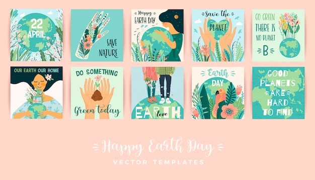 Vibrant Earth Day Themed Vector Templates Collection | Jiffy Designs