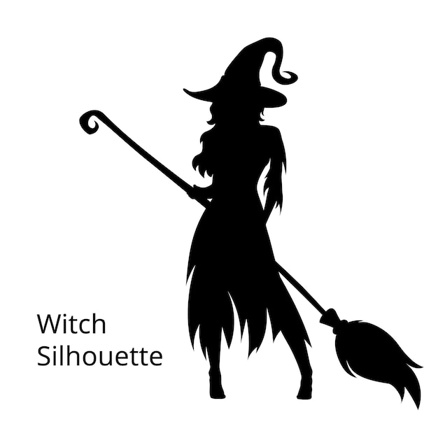 Enchanting Silhouette of a Bewitching Witch with Broom | Jiffy Designs