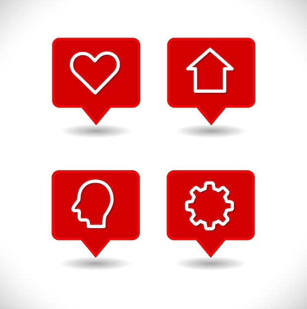 Vibrant Red Social Media Interaction Icons on White Background | Jiffy ...