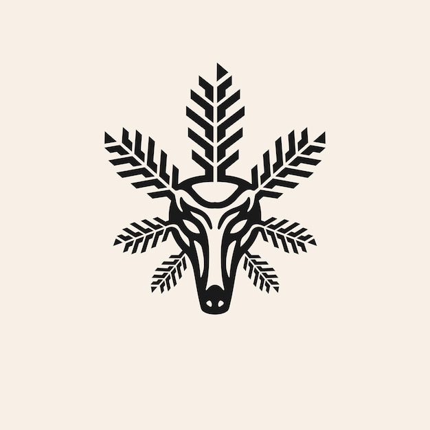 Stylized Floral Silhouette with Antlers and Leaves | Jiffy Designs