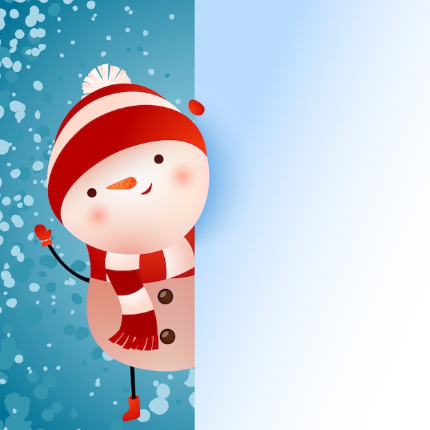 Cheerful Snowman Peeking Through Winter Wonderland | Jiffy Designs