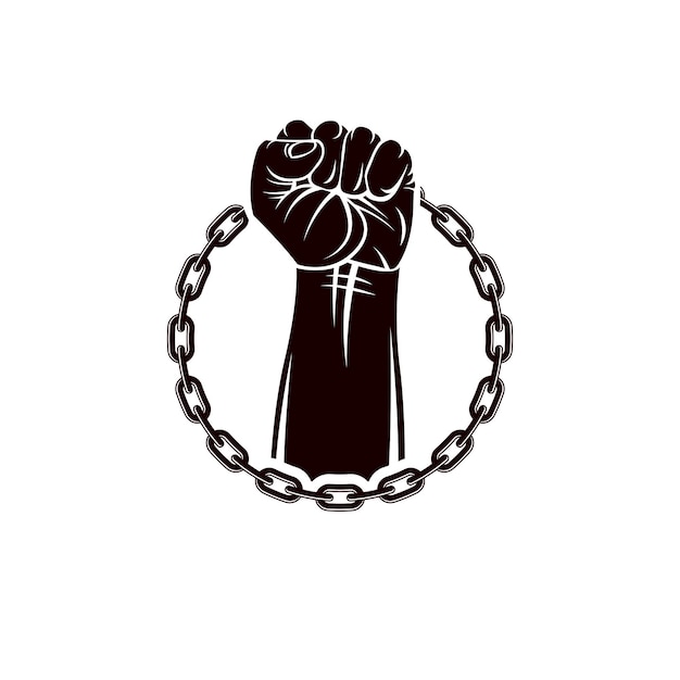 Empowered Fist Raised in Chains, a Symbol of Resilience | Jiffy Designs