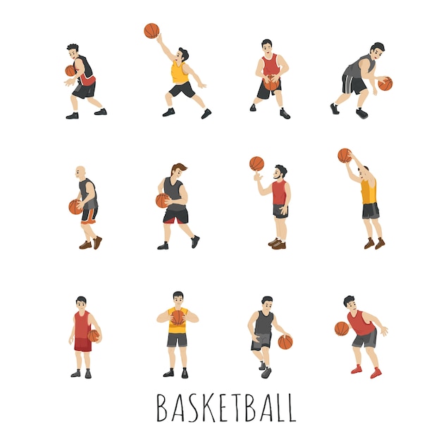 Diverse Basketball Players in Dynamic Action Poses | Jiffy Designs
