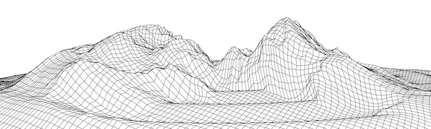 Majestic Wireframe Mountain Landscape with Towering Peaks | Jiffy Designs