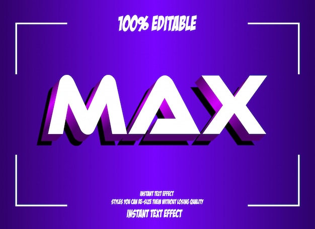Editable 3D Text Effect with 'MAX' Typography on Purple Background ...