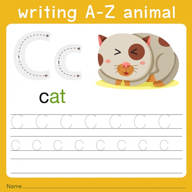 Cute Cat Illustration for Early Writing Practice | Jiffy Designs