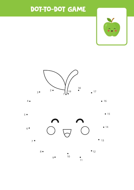 Adorable Dot-to-Dot Apple: Connect the Dots for a Cute Kawaii Character ...