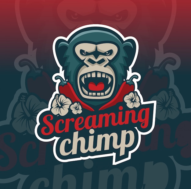 Fierce and Ferocious Screaming Chimp Mascot Logo | Jiffy Designs