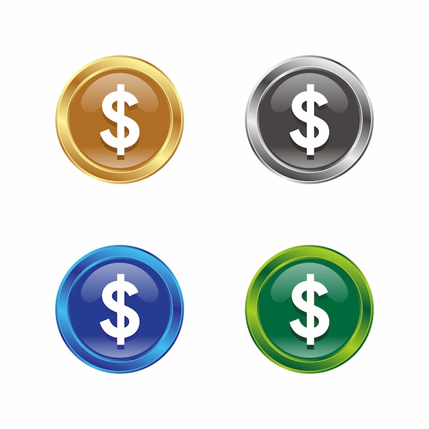 Vibrant Dollar Sign Buttons in Metallic Hues | Jiffy Designs