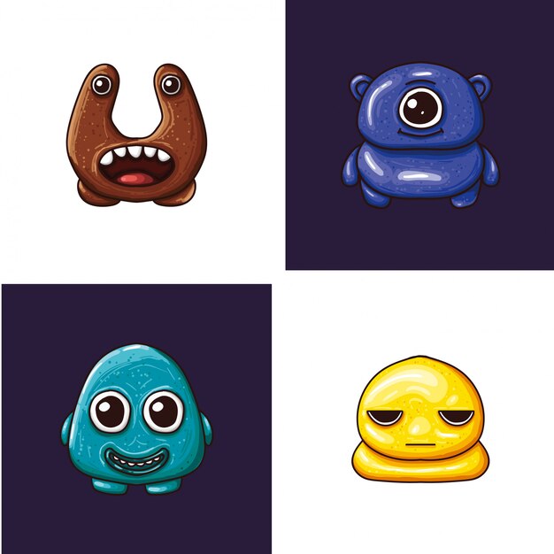 Quirky Emoji-Inspired Creature Illustrations with Vibrant Color Schemes ...