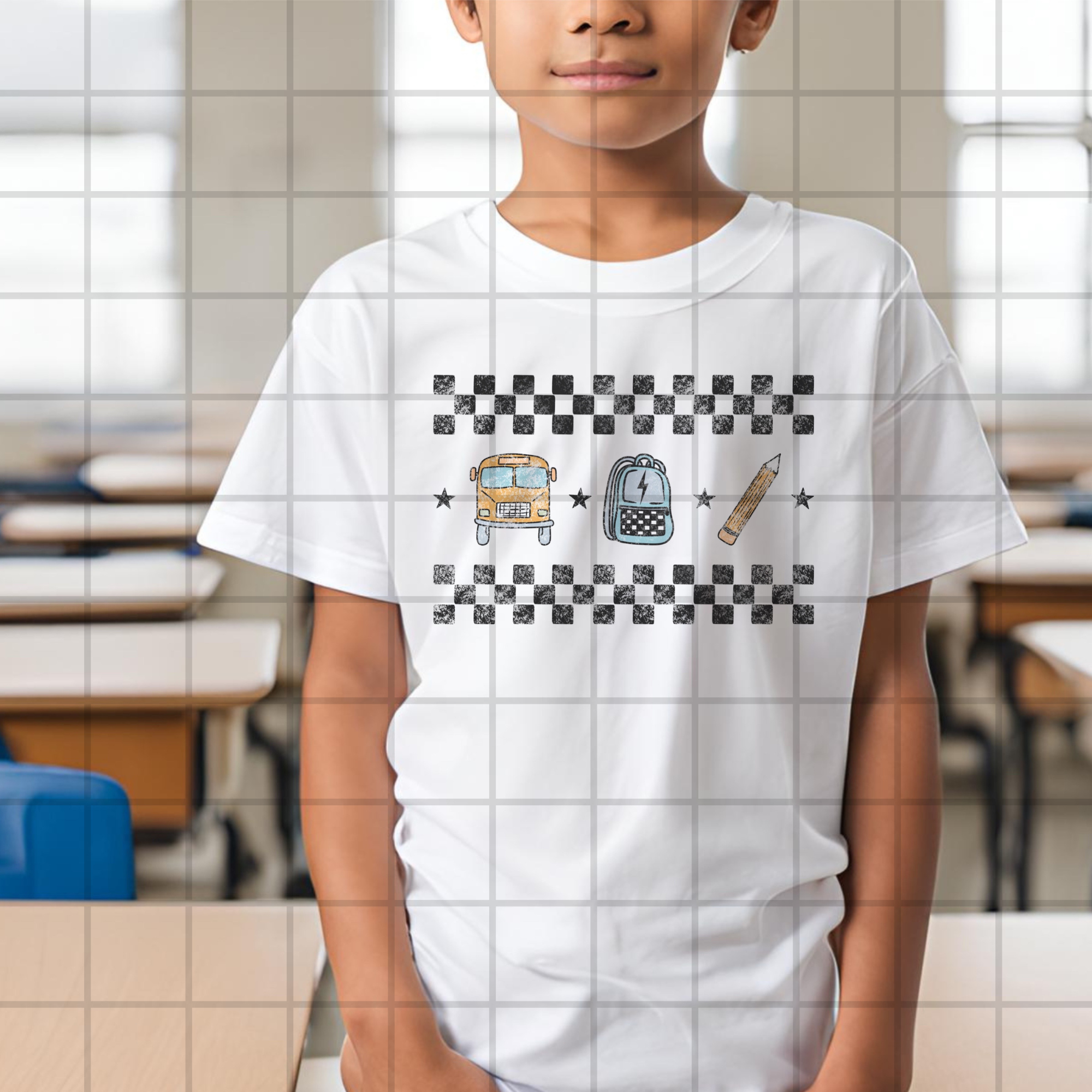 School Essentials Illustrated on Checkered Background | Jiffy Designs