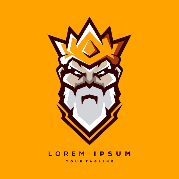 Majestic Bearded King with Regal Crown Emblem | Jiffy Designs