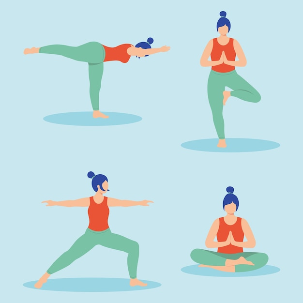 Vibrant Collection of Diverse Yoga Poses and Figures | Jiffy Designs