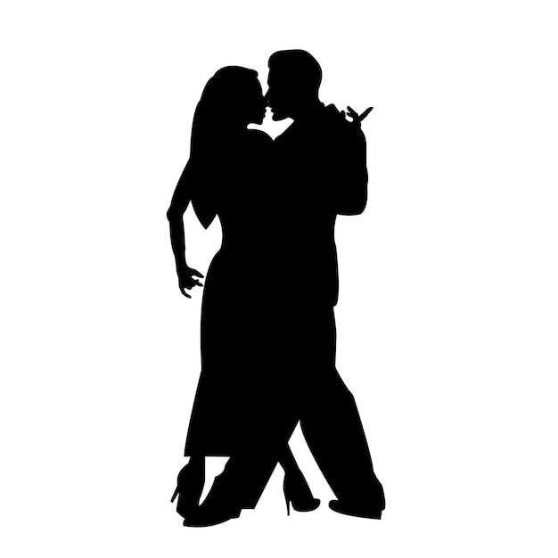 Intimate Silhouette of Embracing Couple Dancing Passionately | Jiffy ...