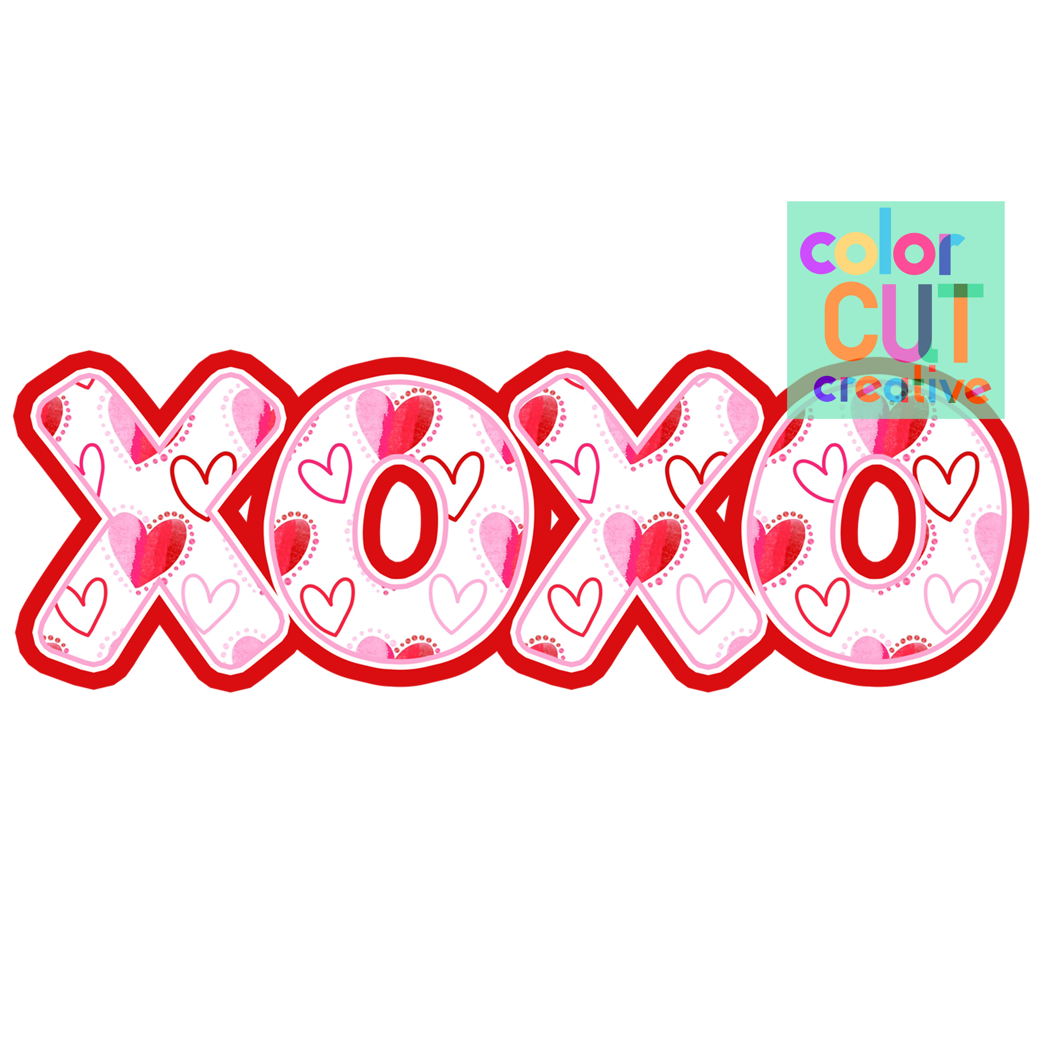 'XOXO' Adorned with Playful Hearts in Bold Red and Soft Pink | Jiffy ...