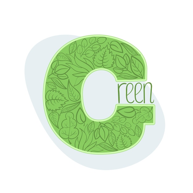 Vibrant Green Leaf-Filled Letter 'C' Design | Jiffy Designs