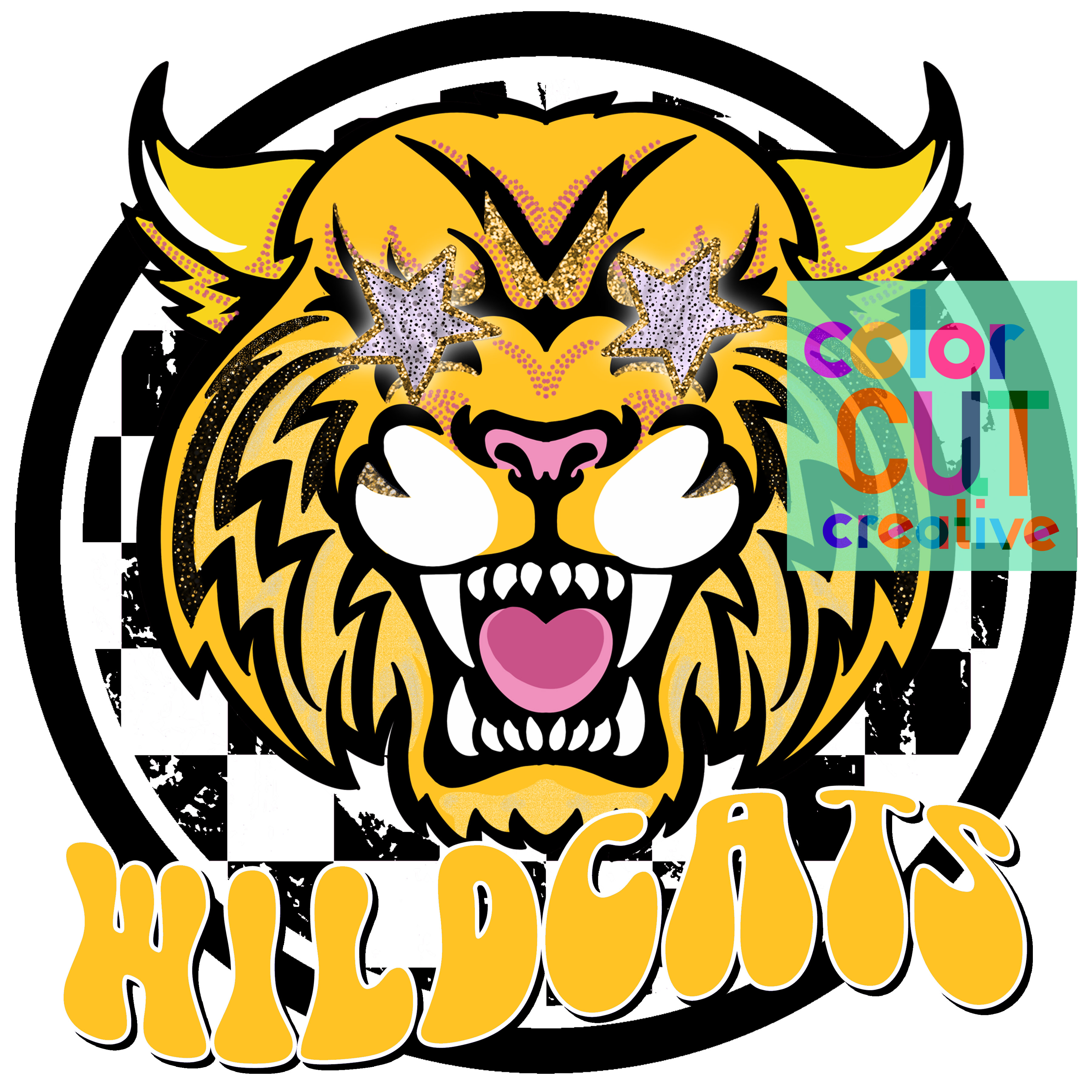 'Wildcats' Fierce Feline Mascot with Bold Yellow and Black Design ...