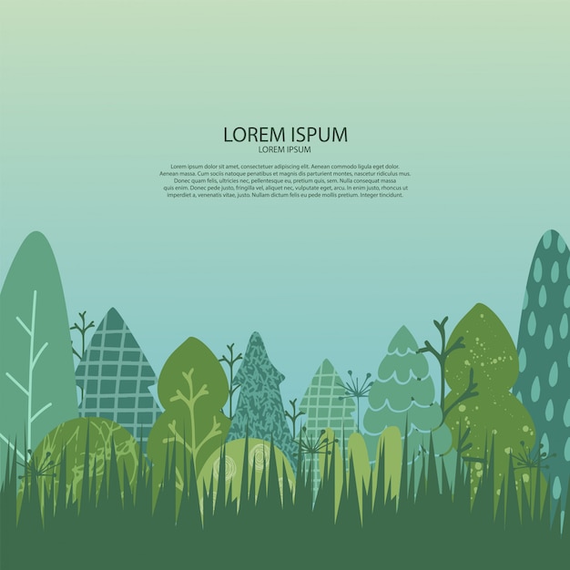 Whimsical Green Forest Landscape with Abstract Geometric Trees | Jiffy ...