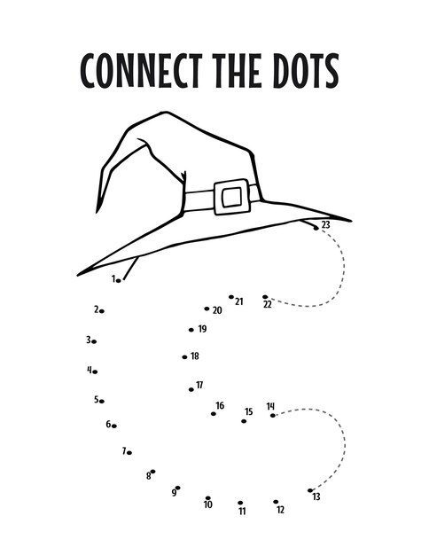 Spooky Witch Hat Dot-to-Dot Puzzle | Jiffy Designs