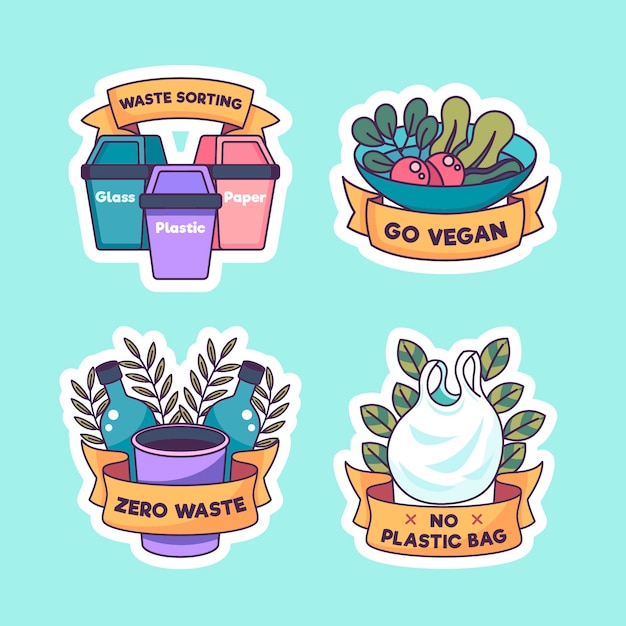 Vibrant Eco-Friendly Sticker Collection Promoting Sustainable Practices ...