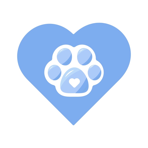 Loving Paw Print in Warm Blue Heart | Jiffy Designs