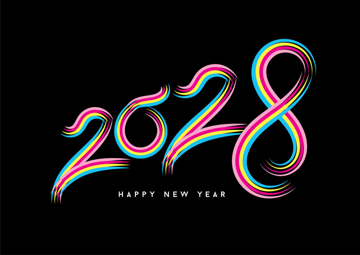 2028 Happy New Year Celebration, Typography Text 2028 Font, Text ...