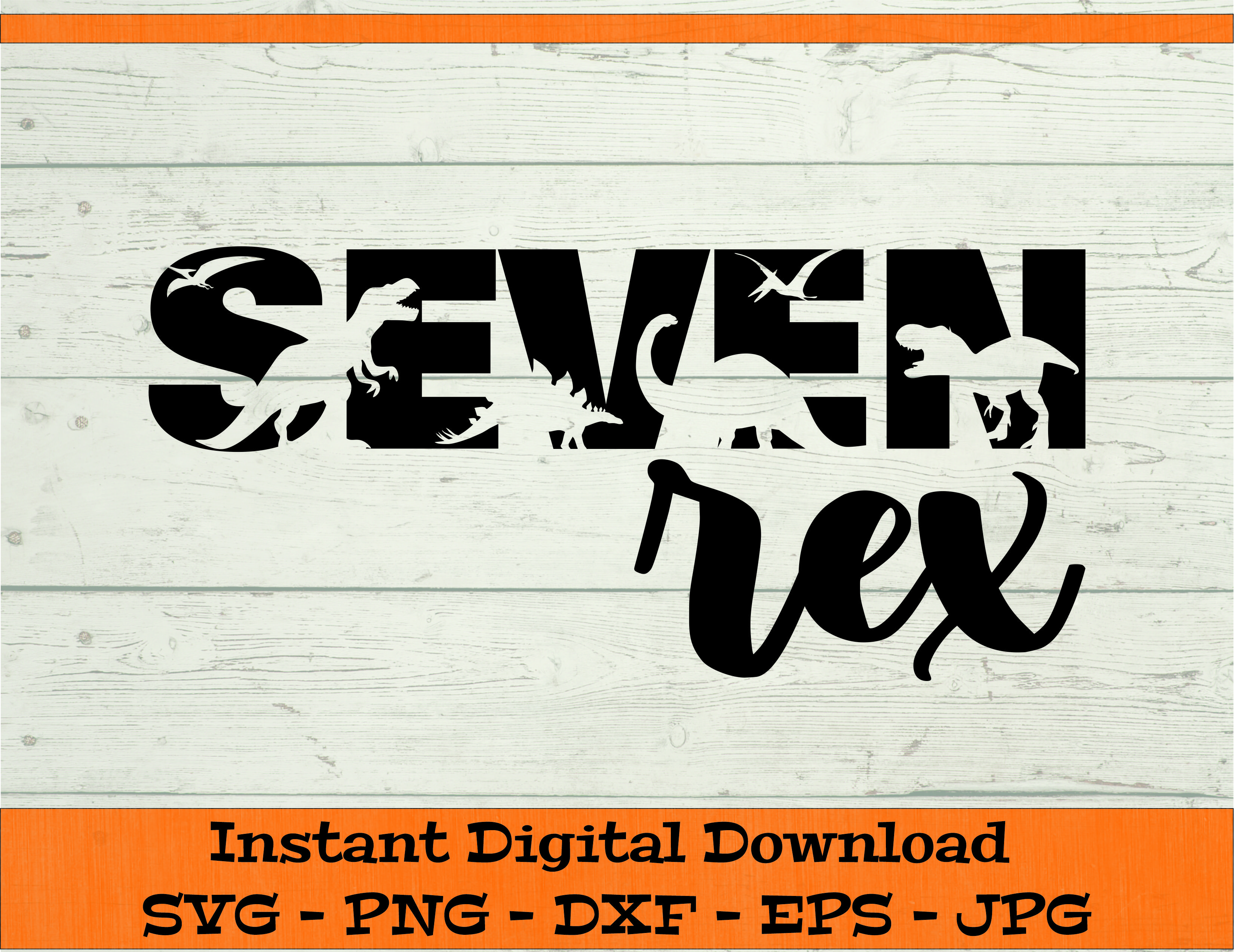 'Seven Rex' Prehistoric Silhouettes in Bold Typography | Jiffy Designs