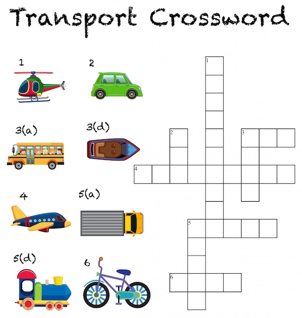 Engaging Transport-Themed Crossword Puzzle with Vibrant Illustrations ...