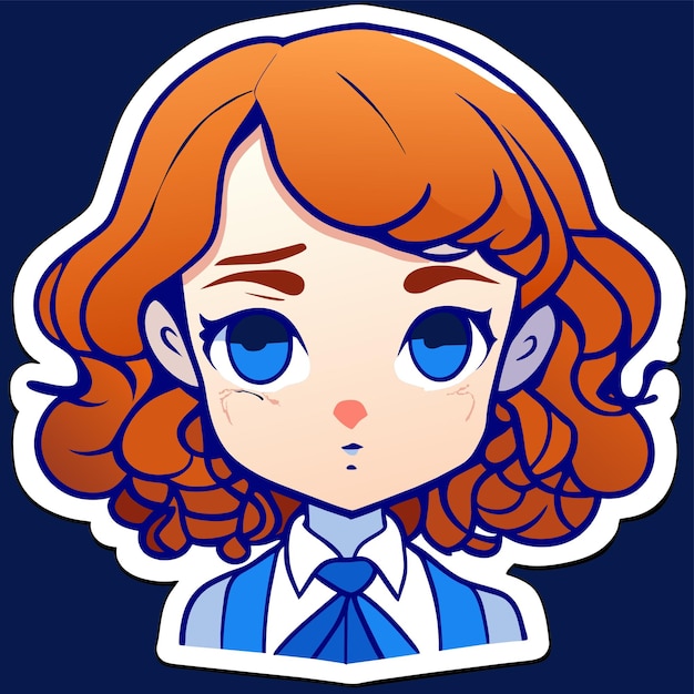 Charming Anime-Inspired Illustrated Portrait on Navy Background | Jiffy ...