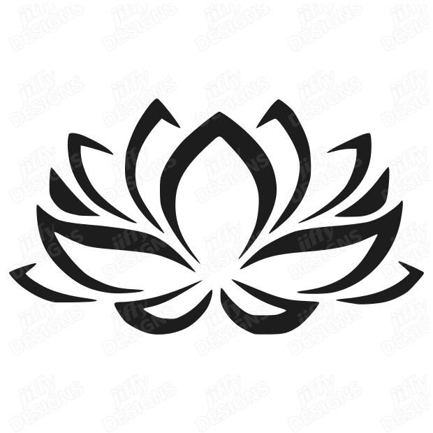 Stylized Lotus Blossom in Bold Black Silhouette with Graceful Curves ...