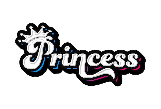Vibrant Cursive Princess Lettering with Stylized Crown | Jiffy Designs