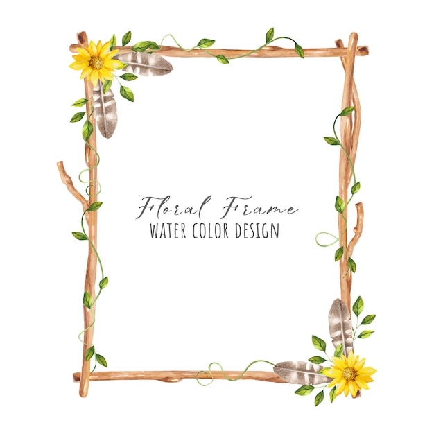 Rustic Floral Frame with Vibrant Sunflowers and Leaves | Jiffy Designs