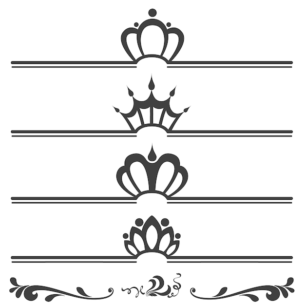 Elegant Crown Silhouettes with Ornate Divider Borders | Jiffy Designs