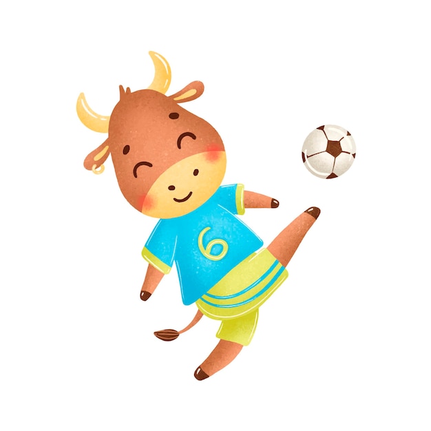 Cheerful Cow Kicking Soccer Ball with Playful Enthusiasm | Jiffy Designs