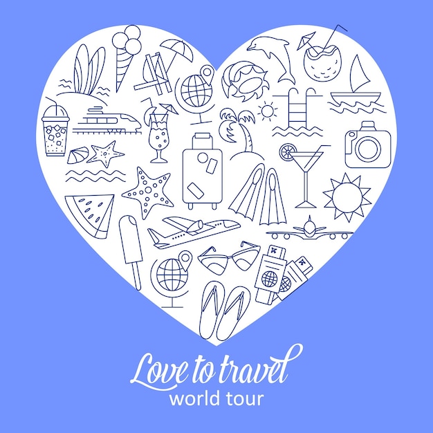Charming Heart-Shaped Travel Icons for a Global Adventure | Jiffy Designs