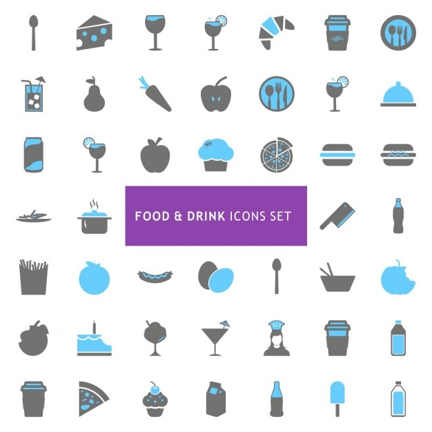 Diverse Collection of Food and Beverage Icons for Versatile ...