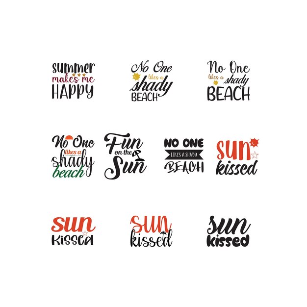 Vibrant Summer Beach-Themed Typographic Graphic Collection | Jiffy Designs