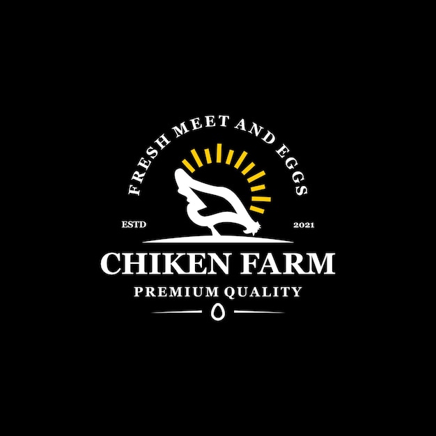 Rustic Chicken Farm Logo with Vintage Sun Emblem | Jiffy Designs