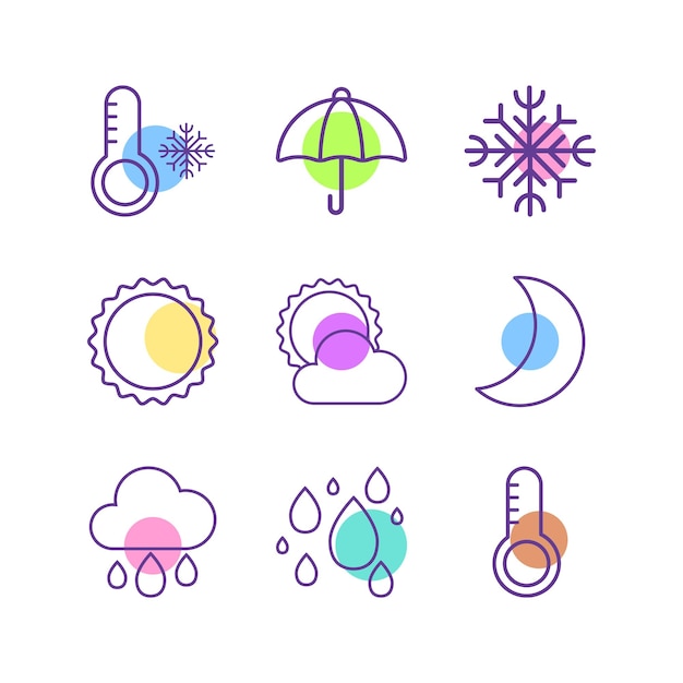 Vibrant Weather Icons Capturing Seasonal Shifts and Atmospheric ...