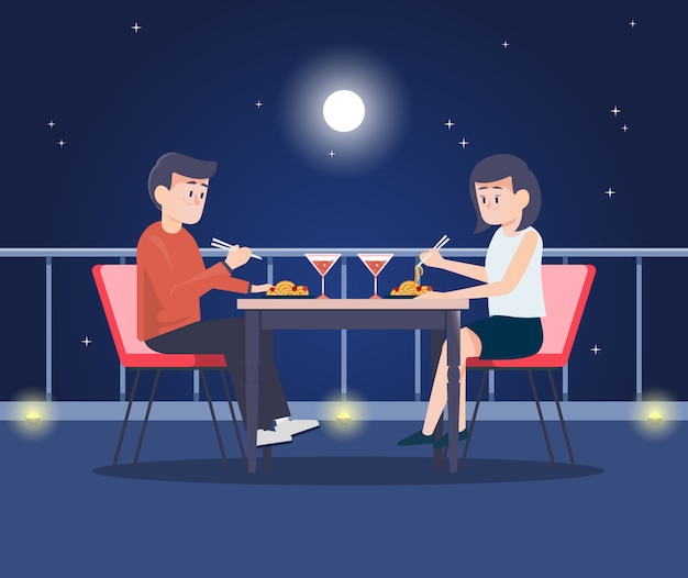 Romantic Moonlit Dinner: Couple Enjoying Drinks and Dessert | Jiffy Designs